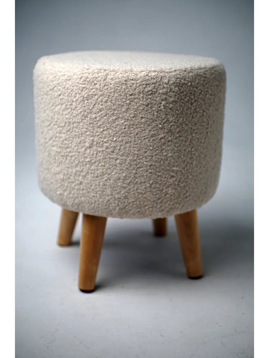 Пуф букле круглый мягкий на ножках в прихожую и спальню