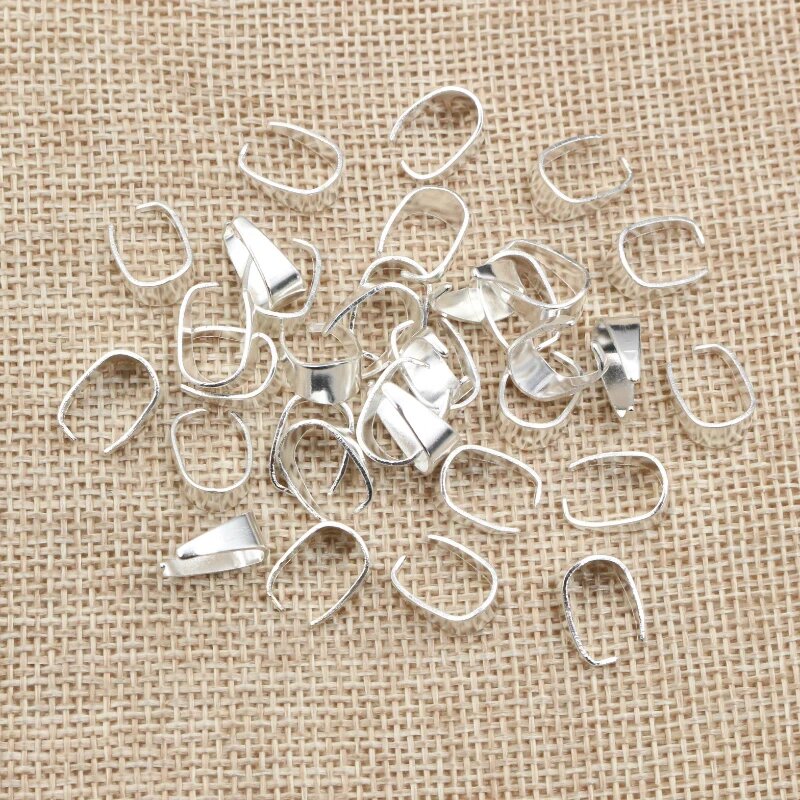 Зажимы для подвесок Камея, 50 шт, Bright Silver, 6x4x3 мм