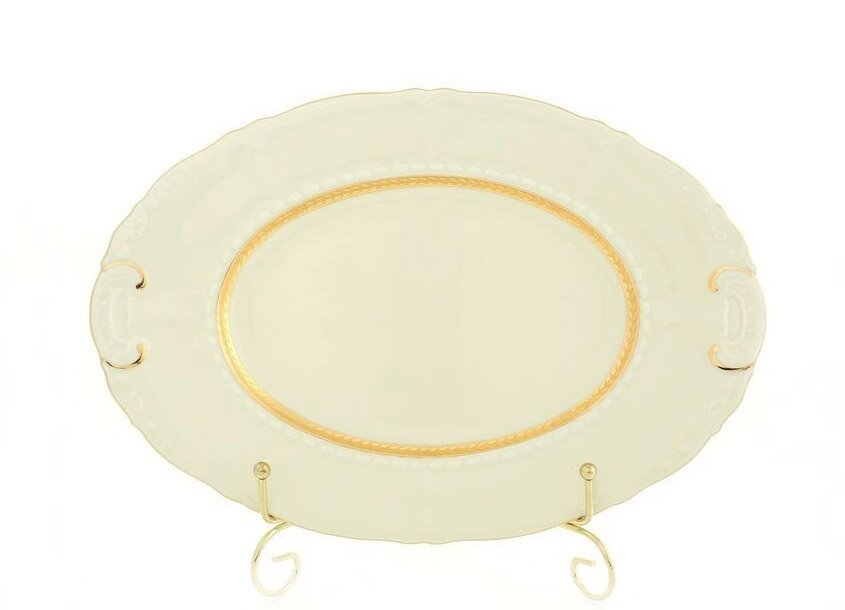 Блюдо овальное 36 см Слоновая кость, Золотой кант Соната 07511513-1239, Leander