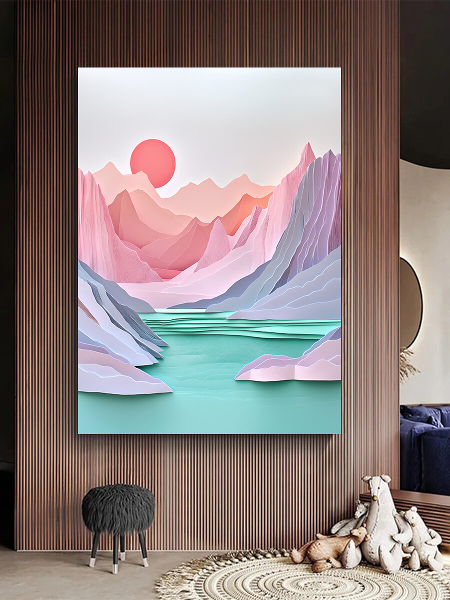 Пейзаж / природа, картина 3д / объемная, постер на холсте, 20х30 см, киригами