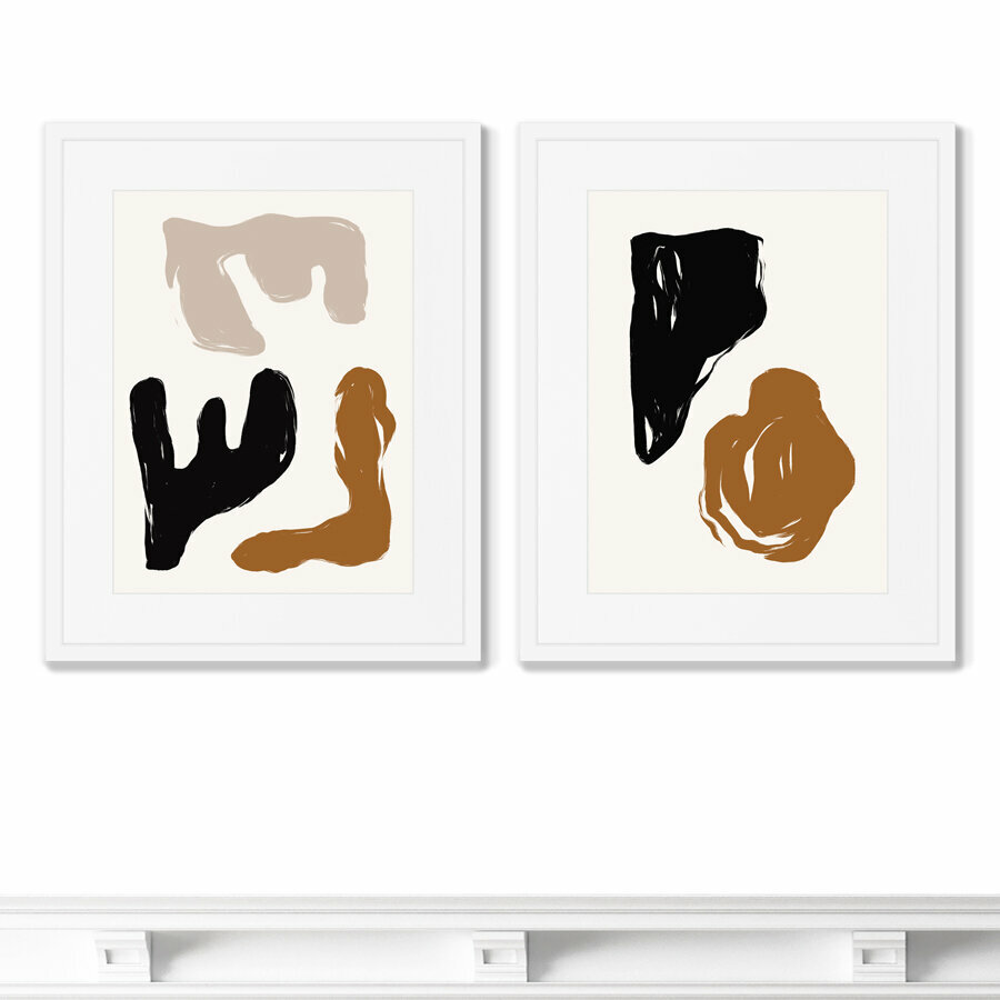 Картины на стену для интерьера. Набор из 2 шт. Earthly forms. Размер (каждой) картины: 42х52см. Печать на дизайнерской бумаге.