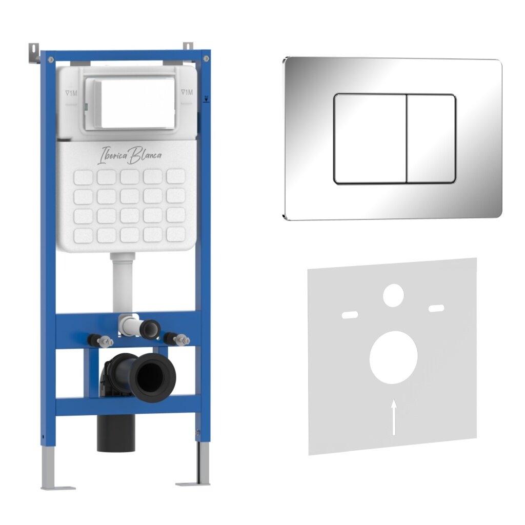 Система инсталляции Iberica Blanca Inox-C IB001.1131 с клавишей смыва хром глянцевой и шумоизоляцией