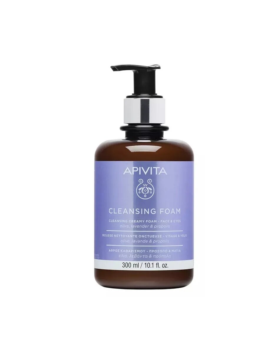 Пенка очищающая Apivita Cleansing, для лица, с оливой и лавандой, 300 мл