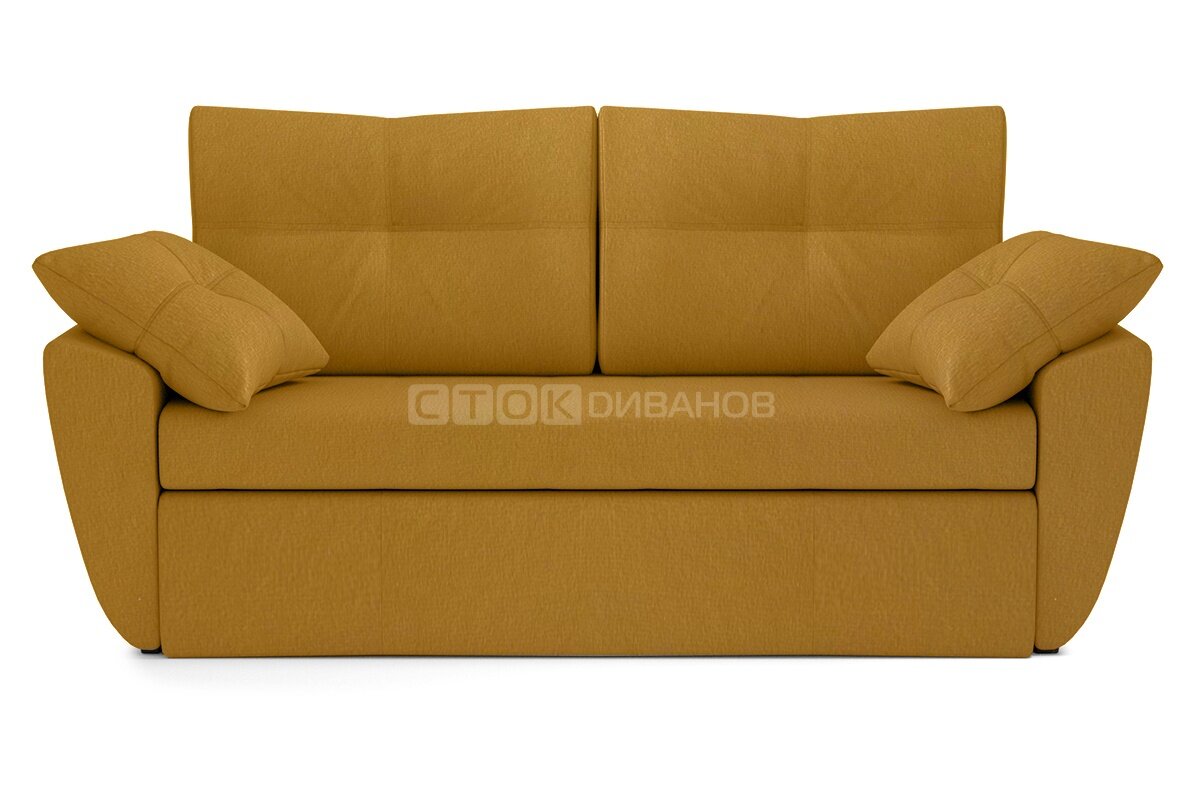 Диван Сток Диванов Амстердам-2, горчичный велюр, 140 см, механизм выкатной