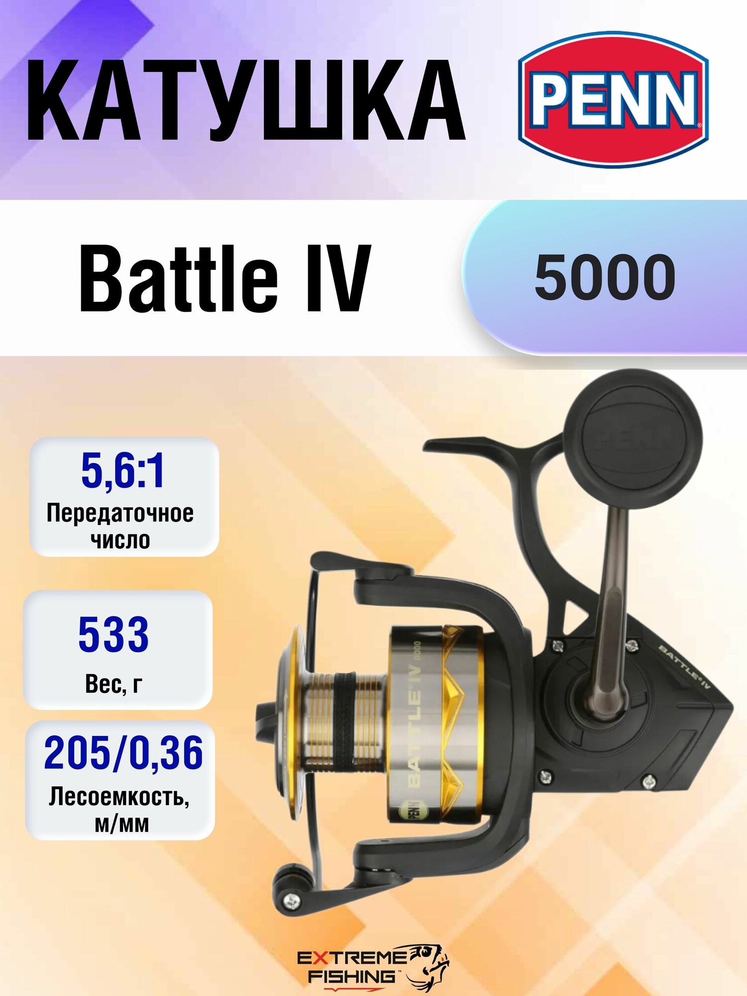 Катушка спиннинговая Penn Battle IV 5000 Spin Reel