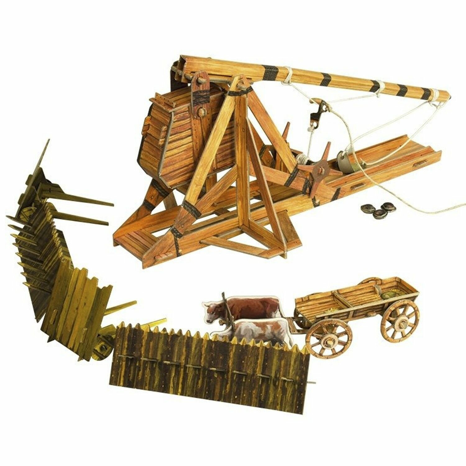 Сборная игрушка Умная Бумага "Требушет" действующая, из переплетного картона