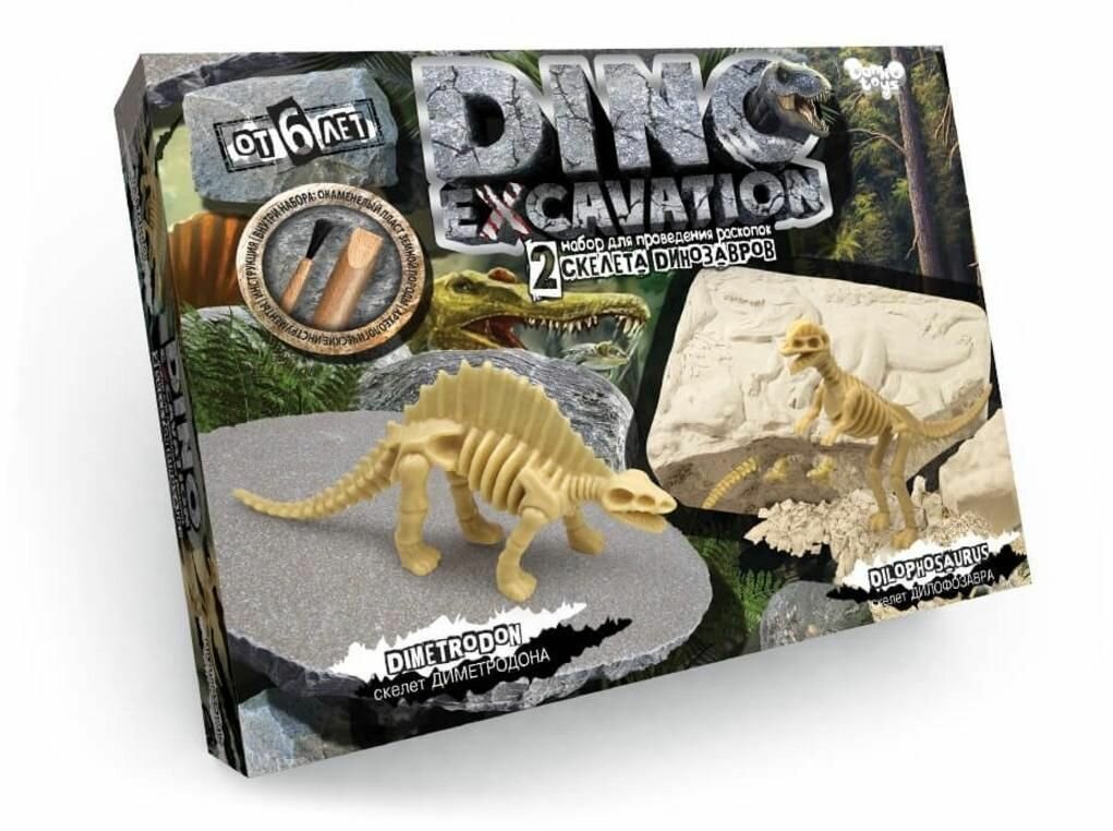 Набор для проведения раскопок Danko Toys Dino Excavation Динозавры (Диметродон и Дилофозавр) (DEX-01-02)