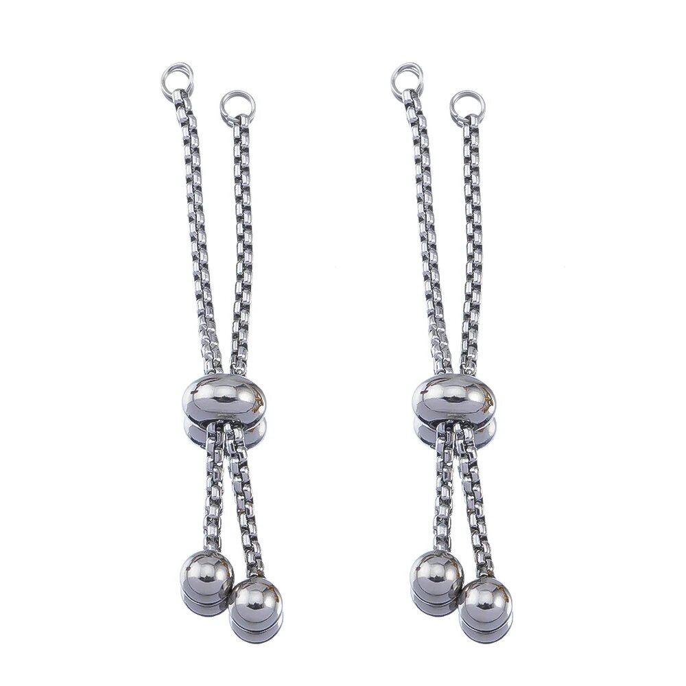 Слайдеры из нержавеющей стали MINGXUAN для изготовления украшений Серебряный, Steel 5cm 2pcs