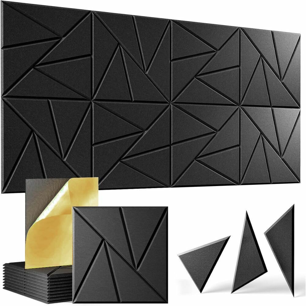 12листа Полиэфирное волокно высокой плотности Звукоизоляционная панель 30x30x0.9cm