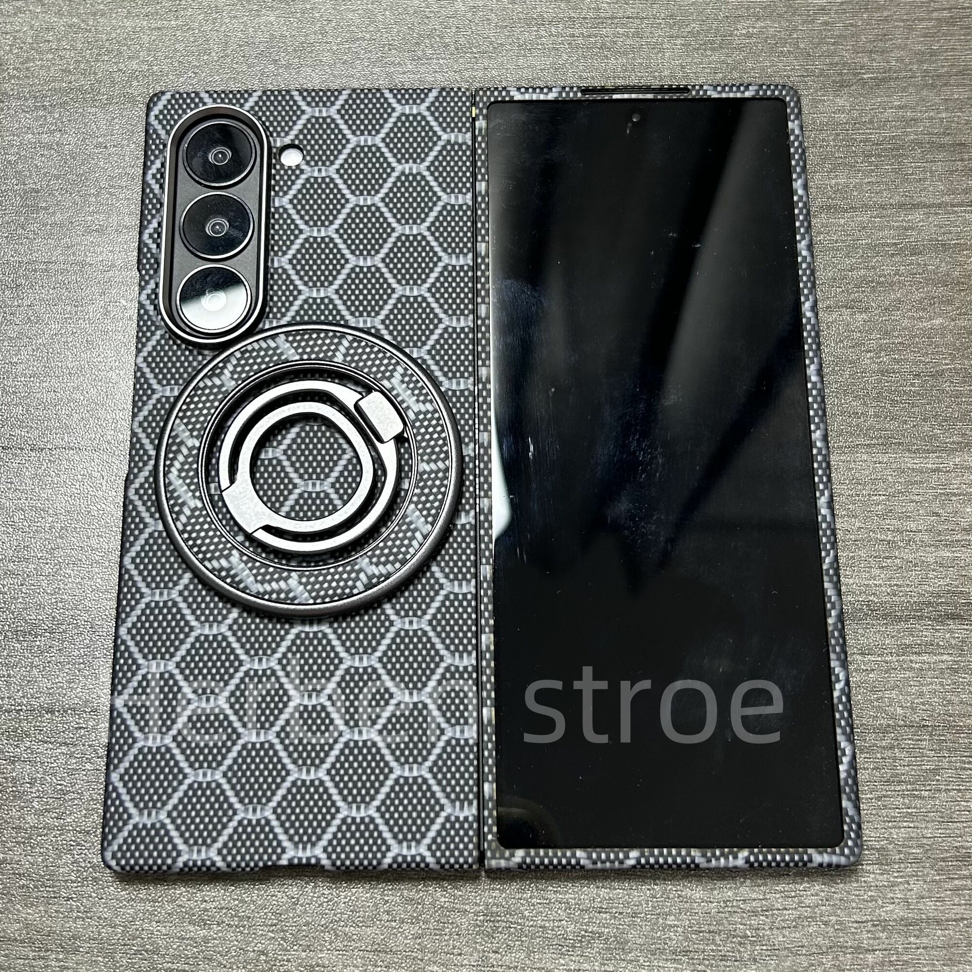 Реальный карбоновый магнитный чехол для Samsung Galaxy Z Fold6 карбонового волокна магнитного кольца магнитного кольца Aramid desktop holder