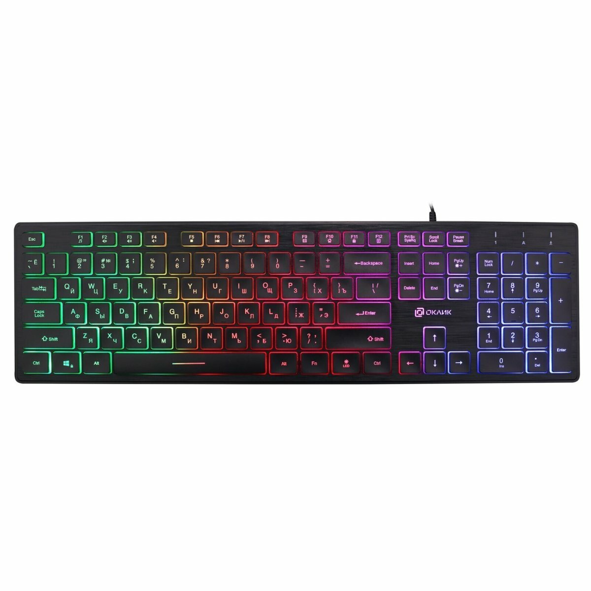 Клавиатура Oklick 1061617 550ML черный USB slim Multimedia LED