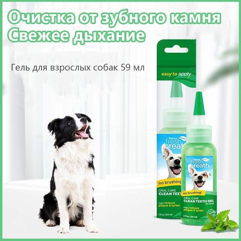 Гель для ухода за зубами и полостью рта Berry для собак, освежает дыхание, борется с зубным налетом и зубным камнем, 59 мл