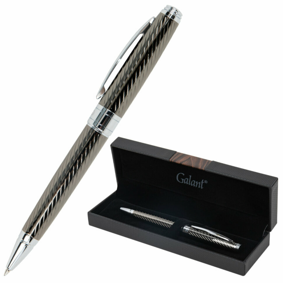 Ручка подарочная шариковая GALANT "Gotter", корпус оружейный металл, детали серебро, узел 0,7 мм, линия письма 0,5 мм, синяя, 144176, 144176
