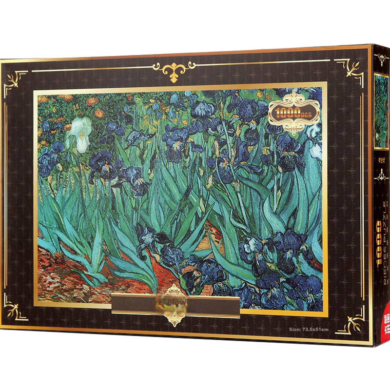 Gubu Adult Puzzle, 1000 Pieces, Iris Van Gogh, Challenging Jigsaw Puzzle, Random Packaging, Gift for Women's Day