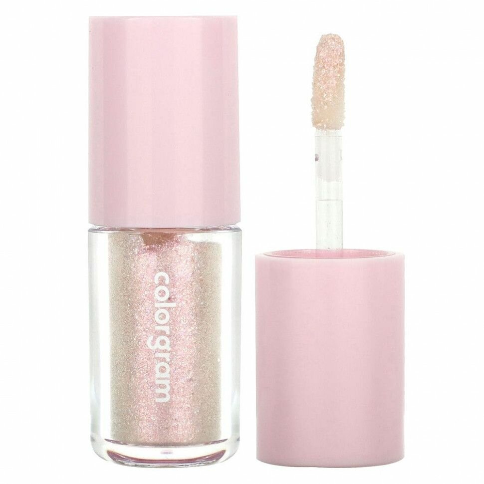 COLORGRAM, Milk Bling Shadow, Жидкие тени для век с блестками, 14 Cool Pink, 3,2 г