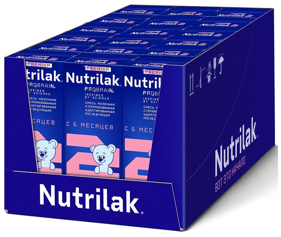 Детская смесь Nutrilak Premium 2 готовая, с 6 месяцев, 200млх18шт