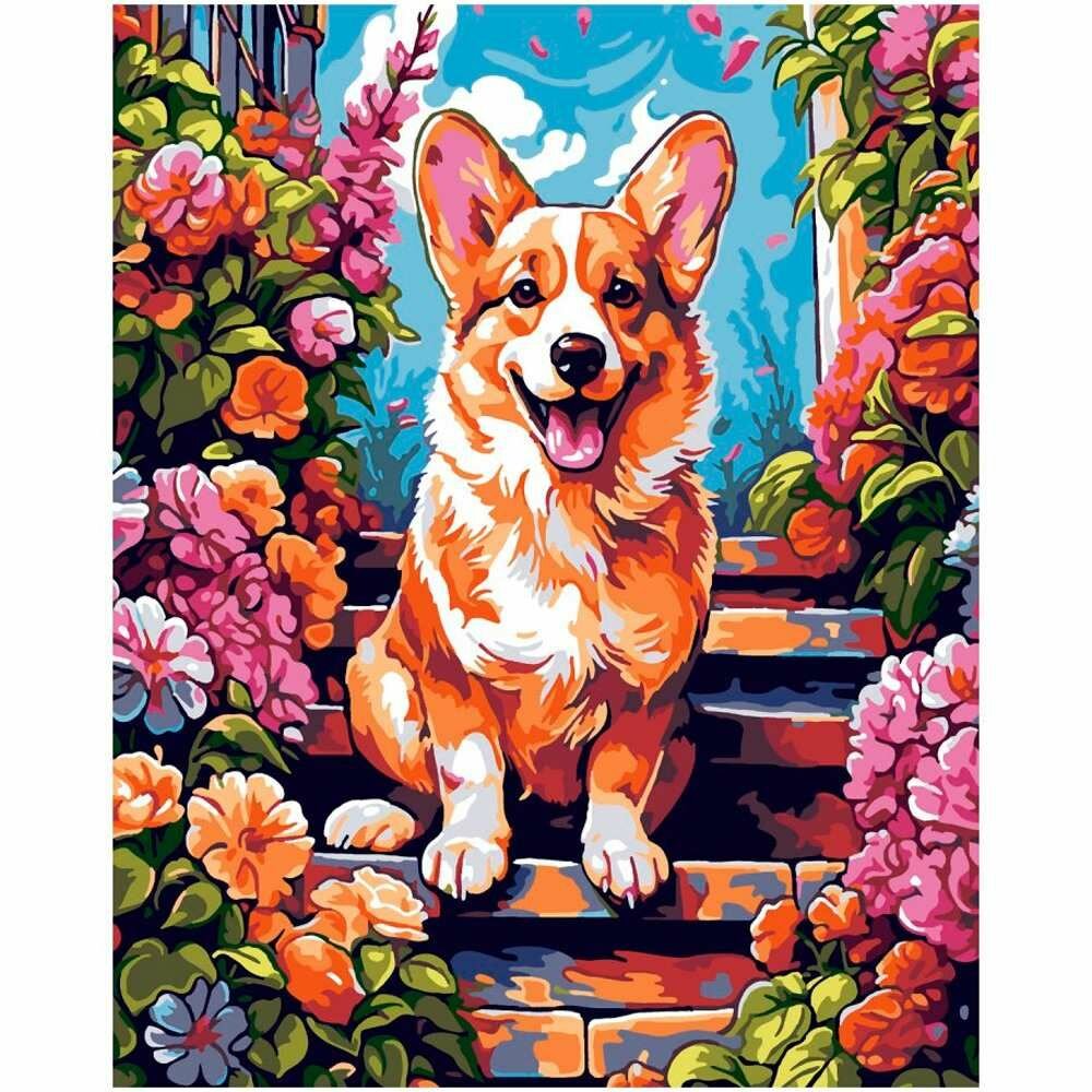 Набор ДТ Картина по номерам Корги в цветах Кпн-358 Lori