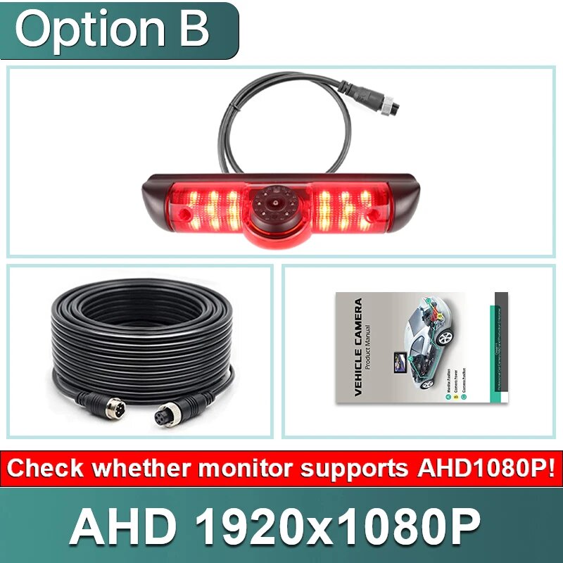 Камера заднего вида GreenYi AHD 1080P со светодиодной лампой стоп-сигнала для AHD add 10m (4Pin)