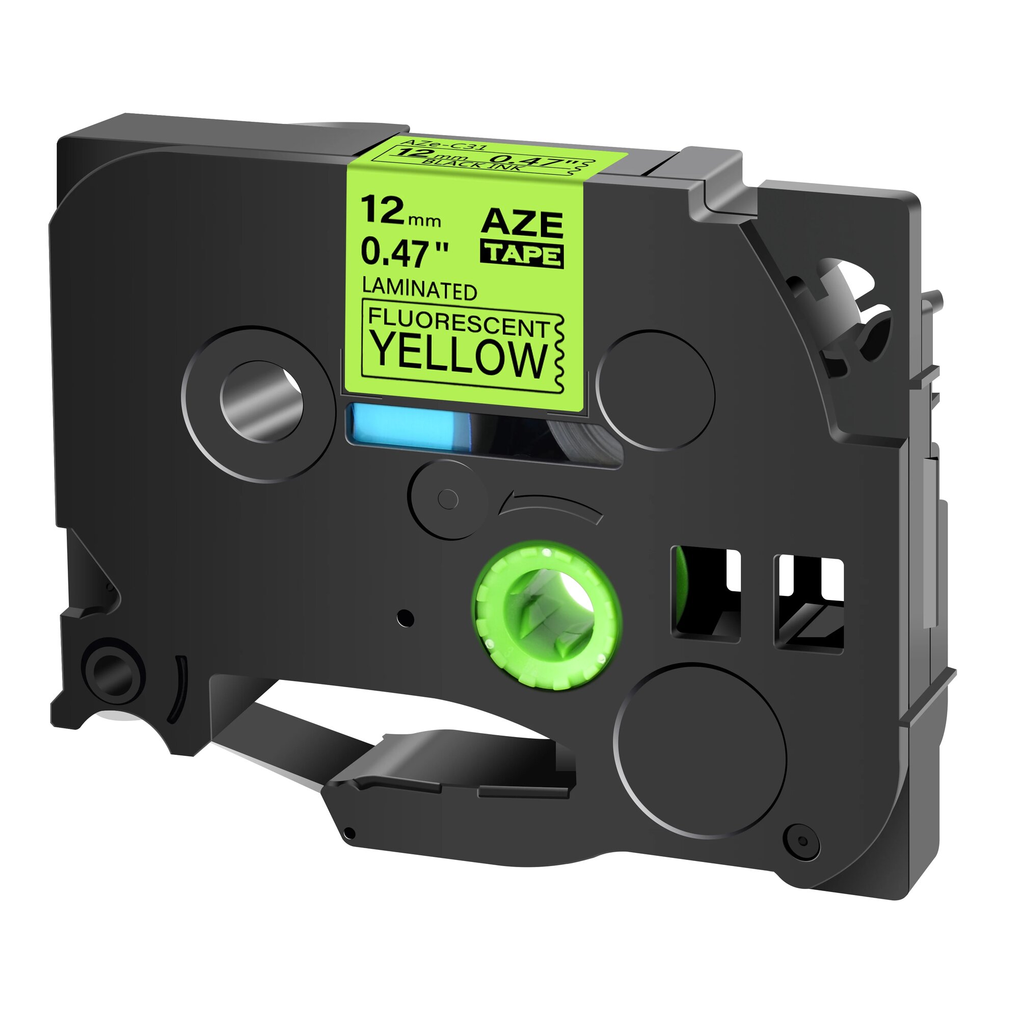 Лента для принтера этикеток 12 мм Fluorescent Yellow Black on Fluo Yellow