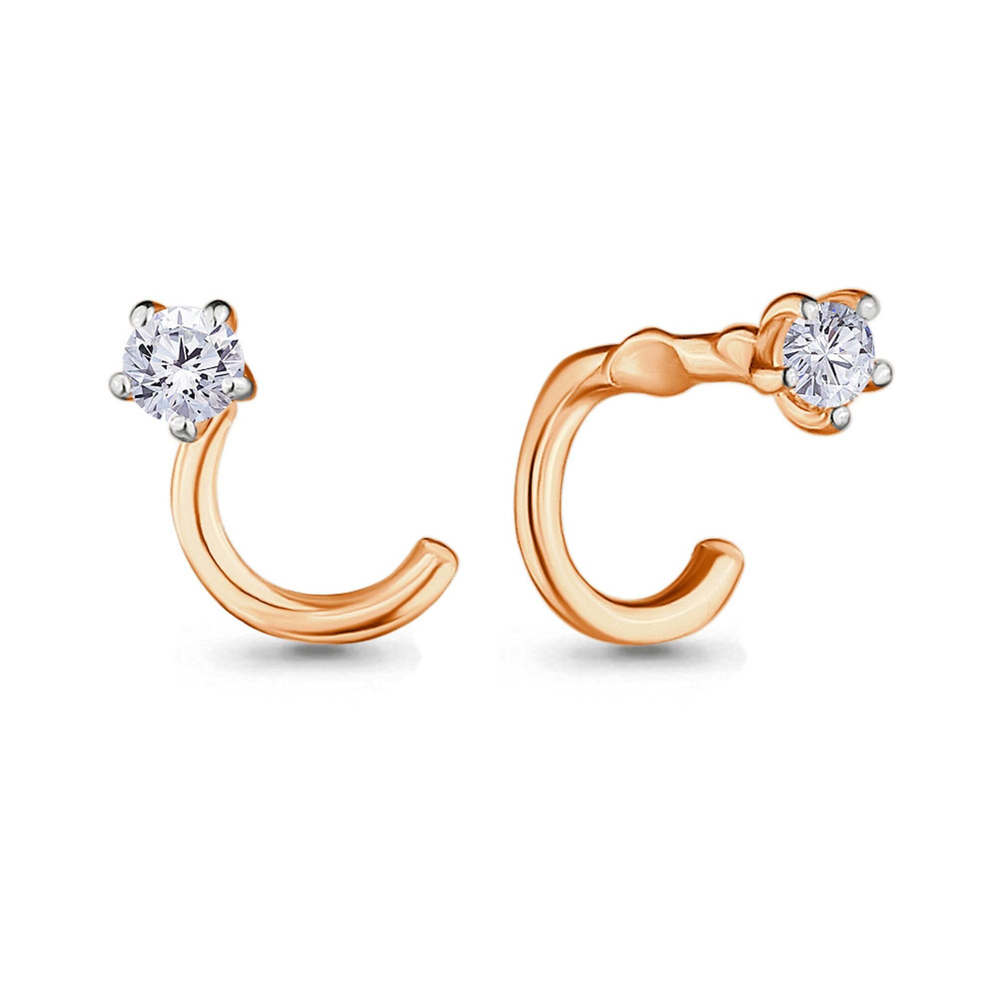 Пирсинг в нос, красное золото, 585 проба, бриллиант