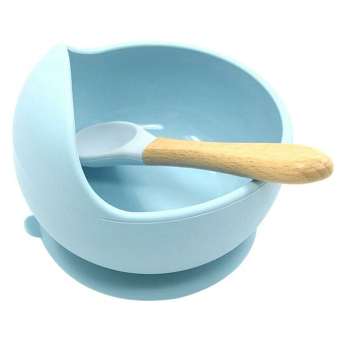 Детская силиконовая посуда, прочная детская миска на присосках, набор ложек, детская миска на присосках, миска для детск