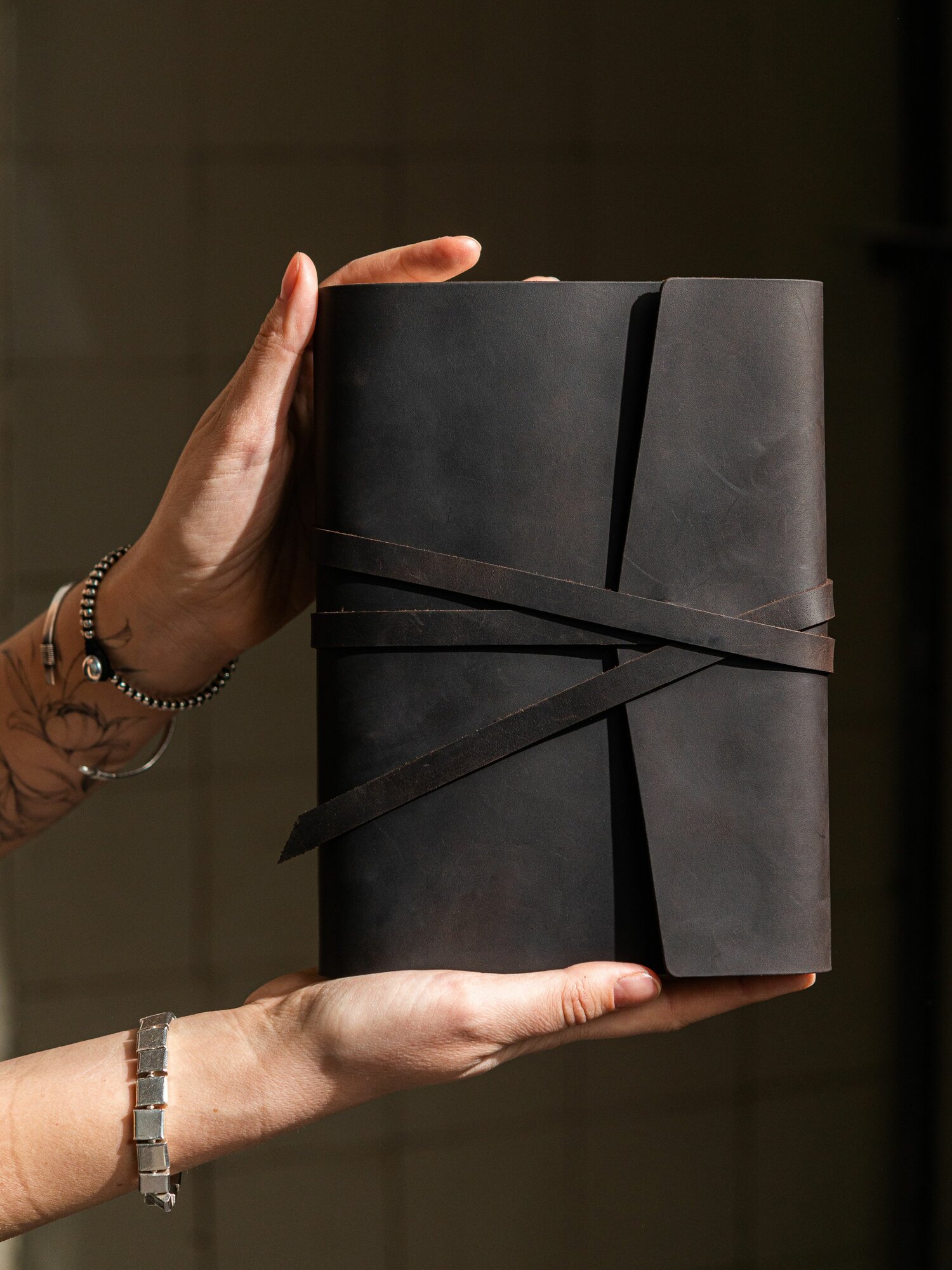 Ежедневник недатированный А5 из натуральной кожи, кожаный планер на кольцах со сменными блоками, 90 листов