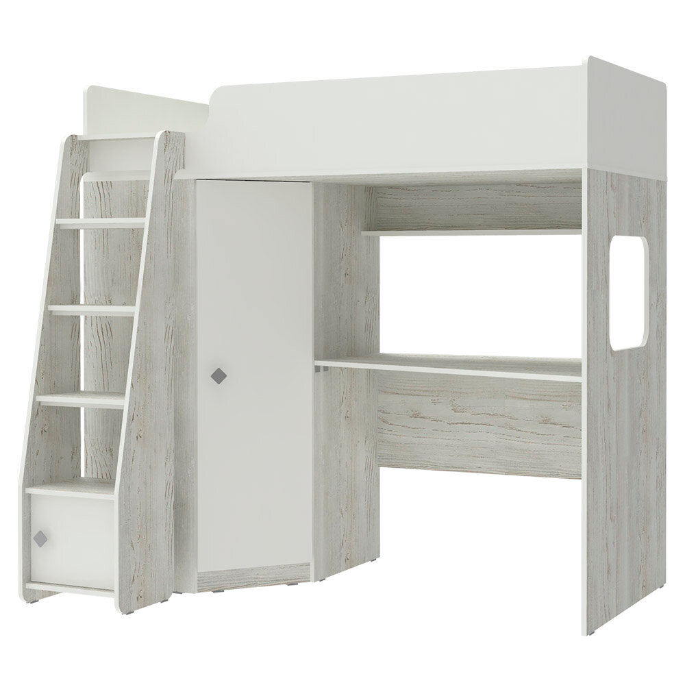 Кровать чердак Л-В603.1 80х190 Винтерберг Белый