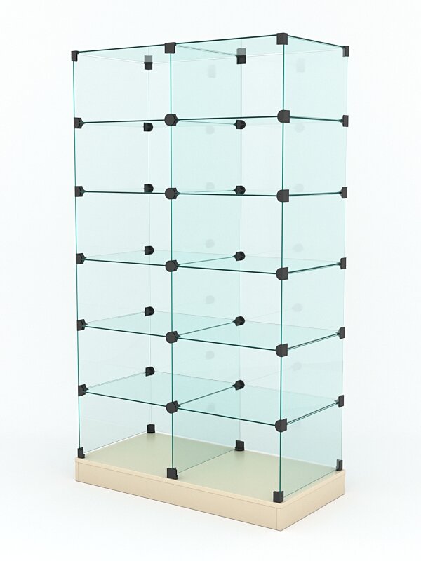 Витрина стеклянная "КУБ" №506 (без дверок, передняя стенка - стекло), Крем Вайс