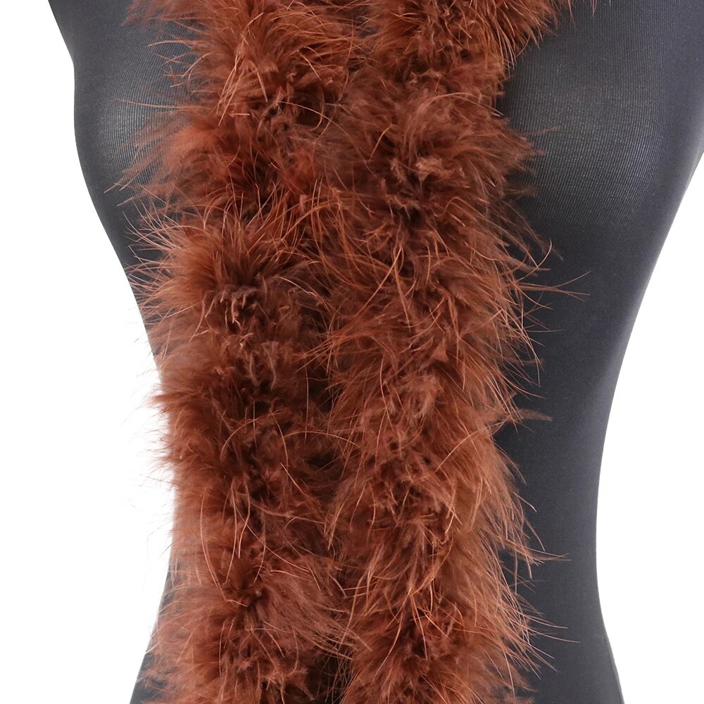 Боа из перьев индейки WZBDECOR белая 2 ярда Коричневый