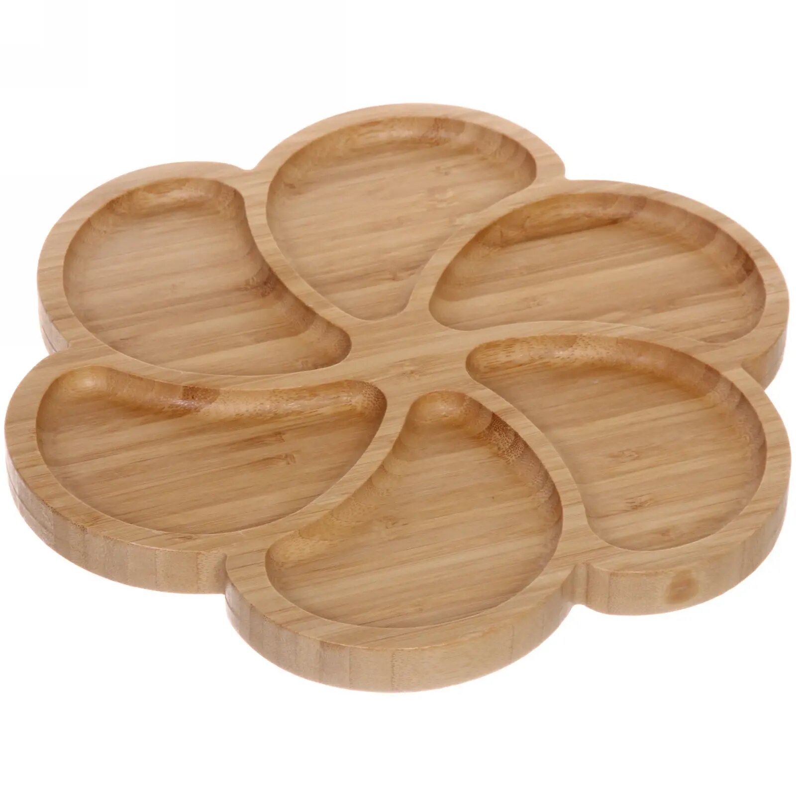 Менажница бамбуковая «SHEF», 24,5 см, 6 секций, для сервировки закусок и фруктов