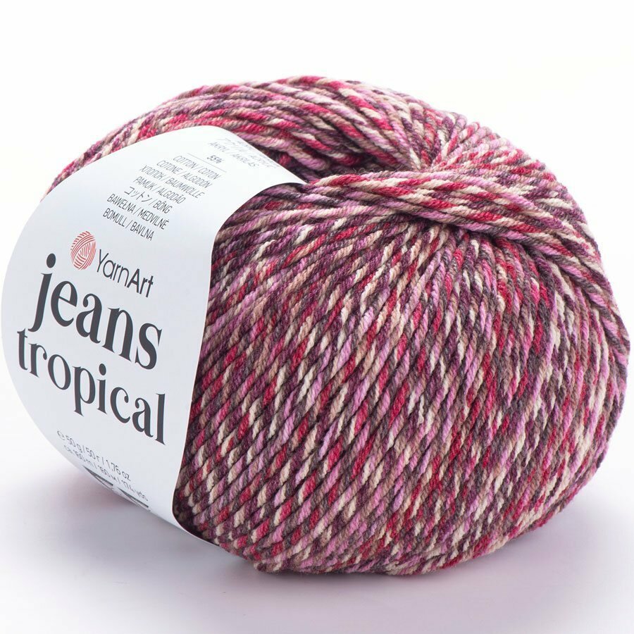 Пряжа Yarnart JEANS TROPICAL 619 бордо меланж (10 мотков)