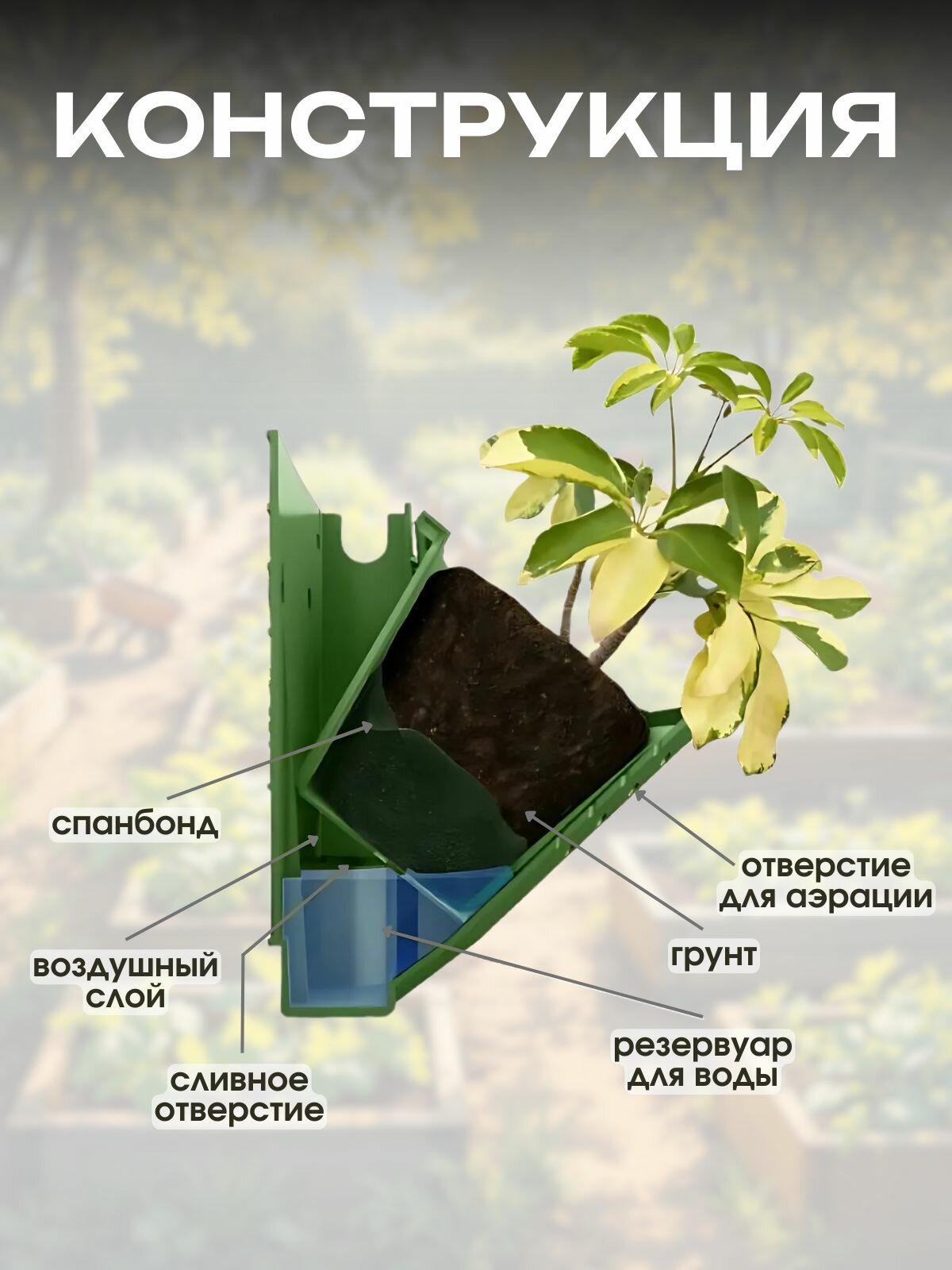 Вертикальная грядка, 0.5х0.19 м