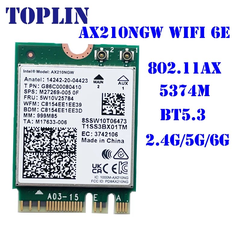 HUASJ Беспроводная карта Wi-Fi 6E AX210 Bluetooth 5.3