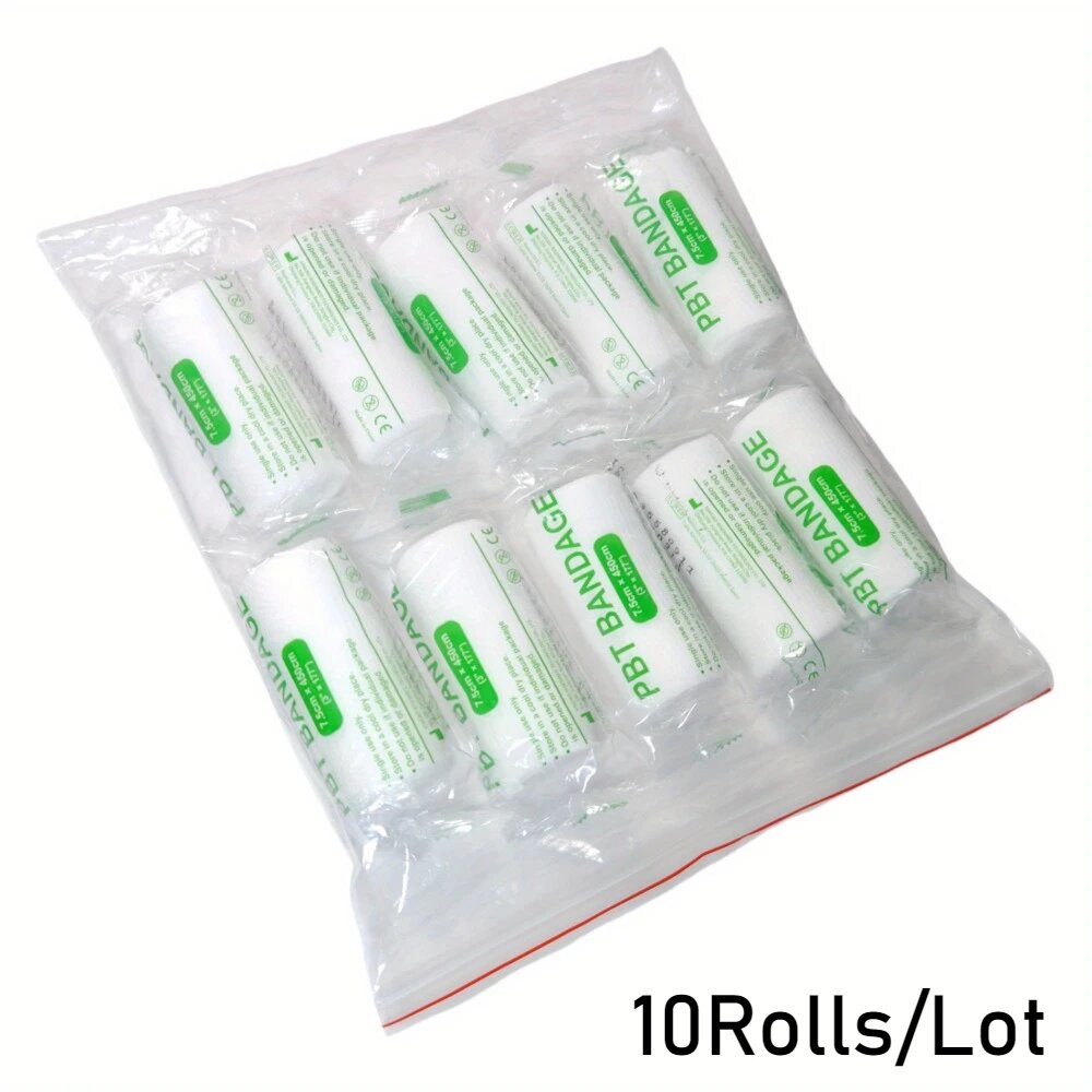 10 рулонов/лот, хлопковый эластичный бинт из ПБТ, 3 дюйма, медицинские принадлежности, марля для оказания первой помощи, повязка на рану, неотложный уход