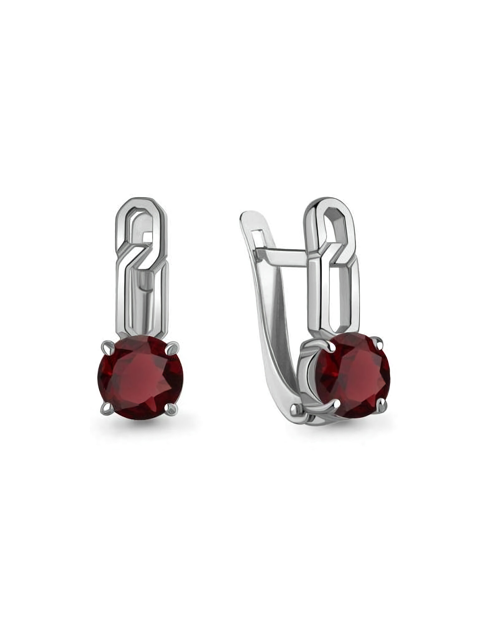 Серьги пусеты, серебро, 925 проба, родирование, гранат