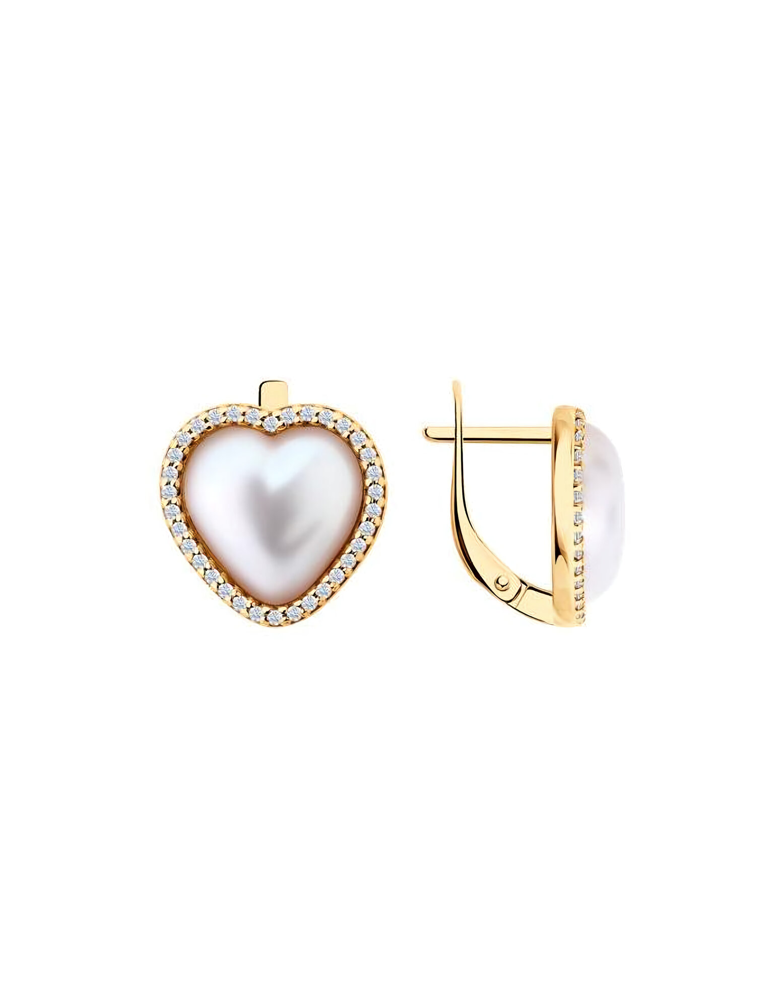Серьги пусеты, серебро, 925 проба, золочение, жемчуг