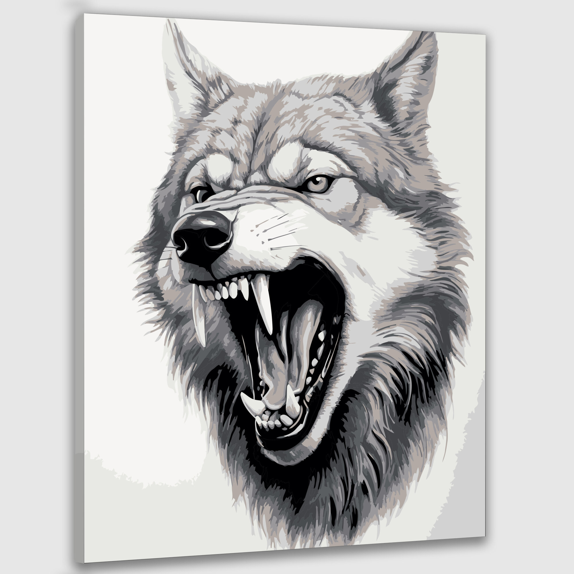 Картина по номерам 40x50 см, графитовый рисунок, волк, вой, глаза, свобода, растушевка, детали, мех, композиция