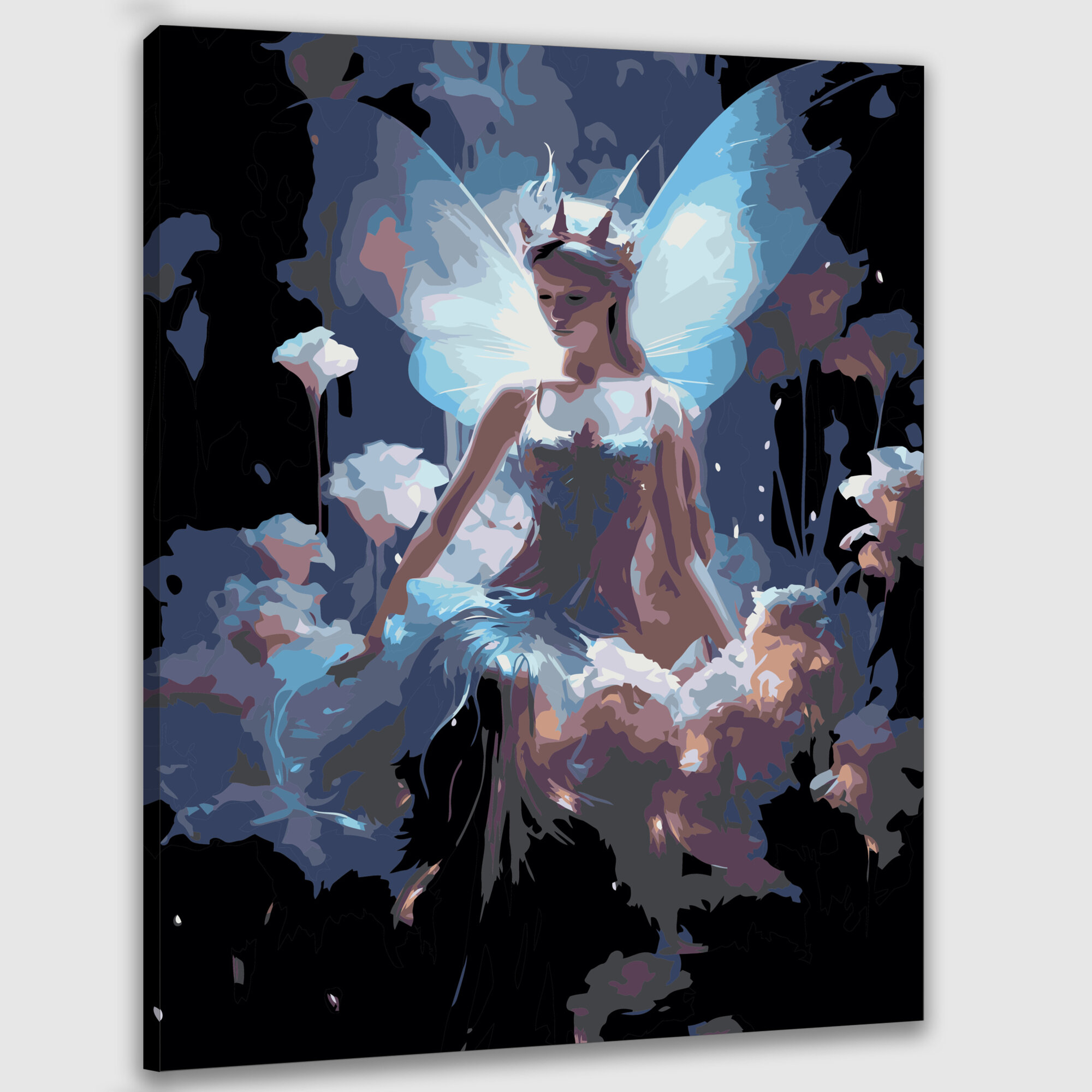 Картина по номерам 40x50 см, фея, сад, цветы, биолюминесцентные, светящиеся, сияние, грация, композиция