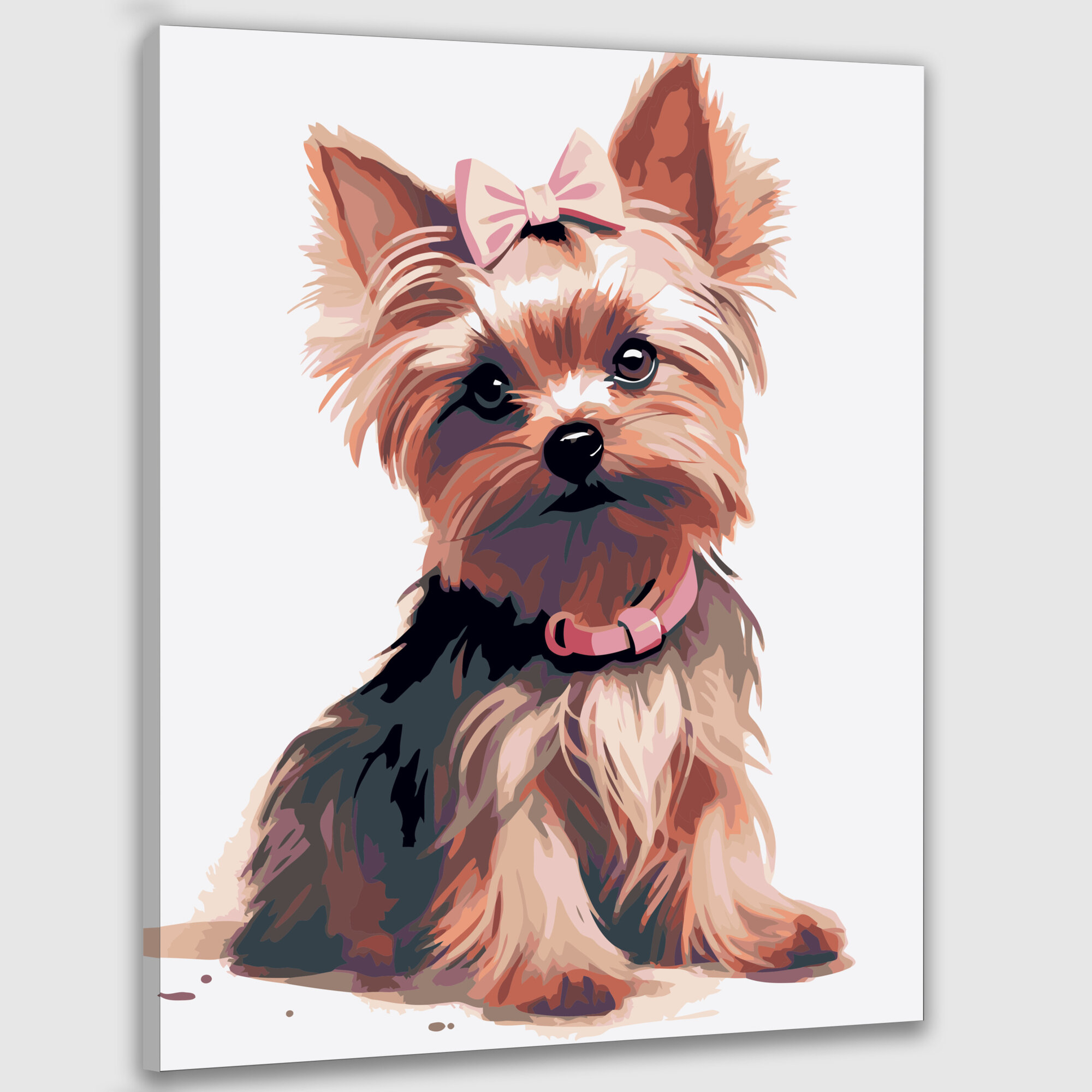 Картина по номерам 40x50 см, цифровой портрет, йоркширский терьер, очарование, нежность, яркие цвета, плавные градиенты