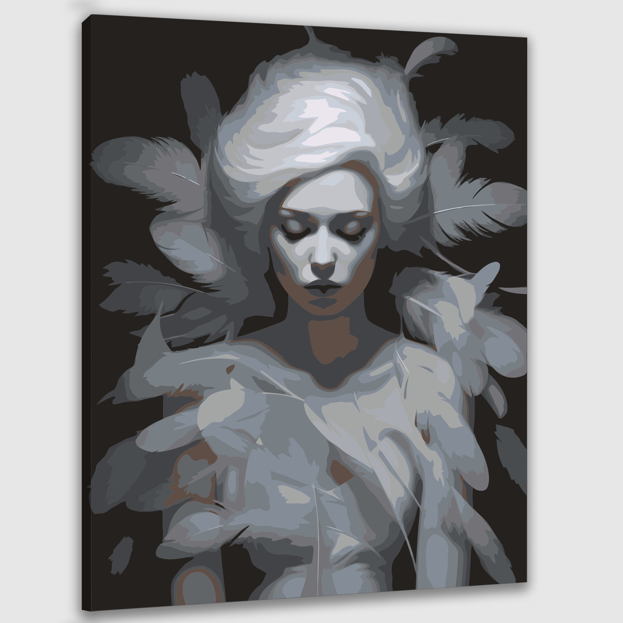 Картина по номерам 40x50 см, картина, Эми Джадд, перья, голова