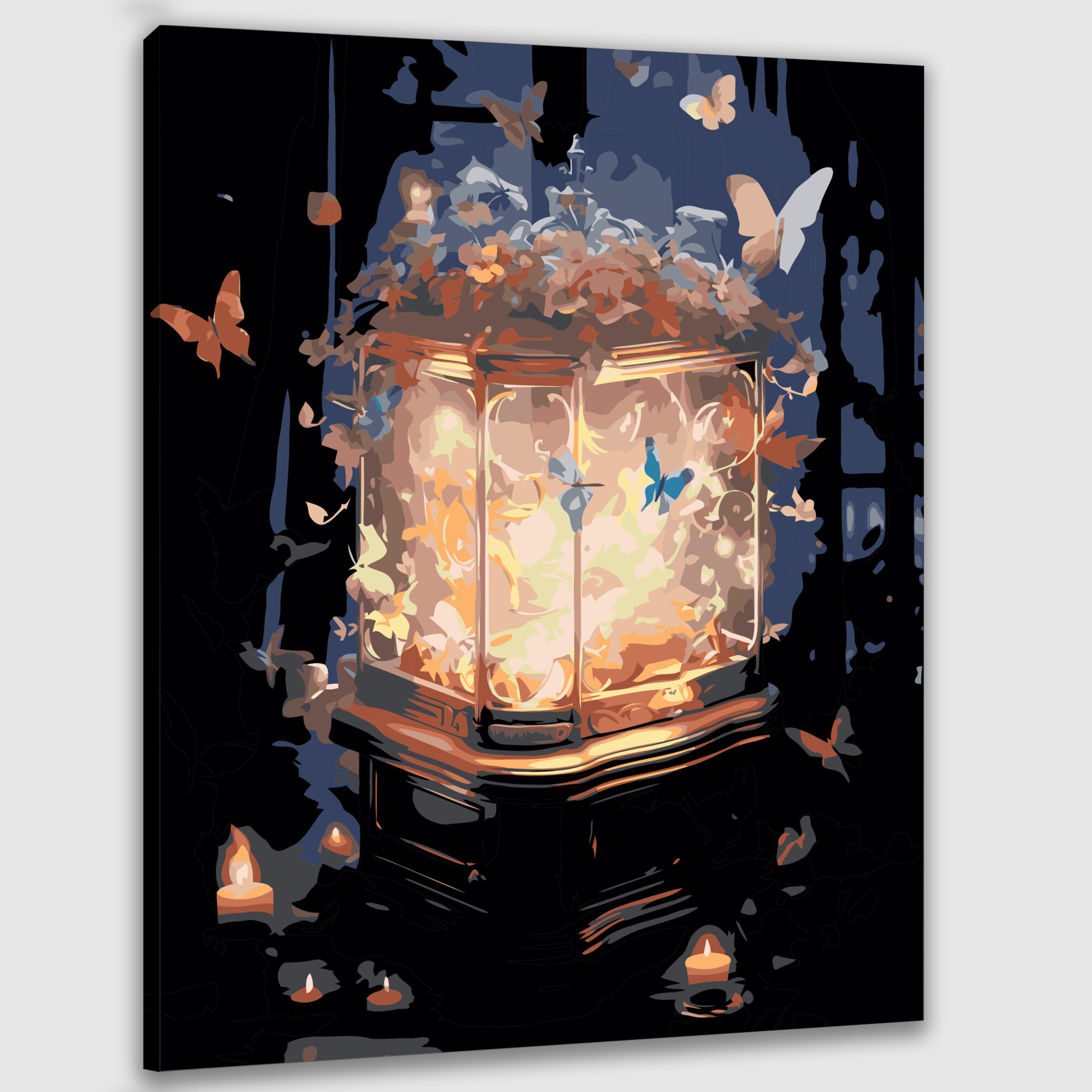 Картина по номерам 40x50 см, цифровая иллюстрация, музыкальная шкатулка, фигурки фей, мелодичная мелодия, сияние