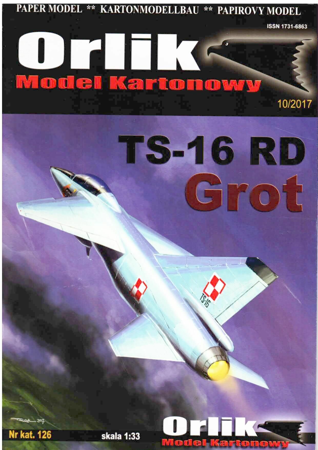 Сборная бумажная модель Самолет TS-16 RD Grot - ORLIK №126 (Журнал+лазерная резка)