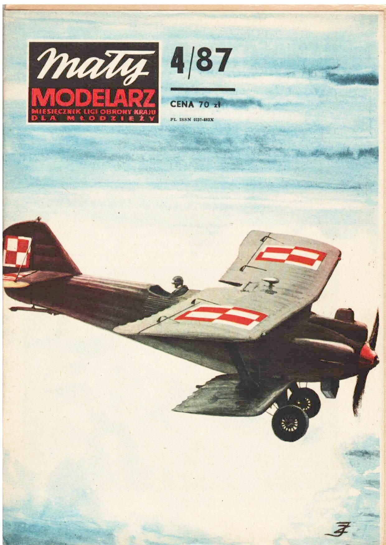 Сборная бумажная модель Самолет-биплан BREGUET XIX B-2 - Maly Modelarz №4/87 (журнал)