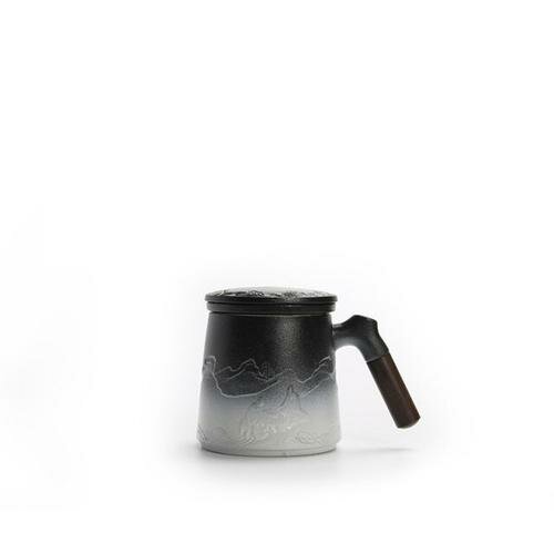 Креативный керамический чайный стакан с крышкой фильтра деревянная ручка молоко кофейный сок ведро можно украсить по заказу Taza