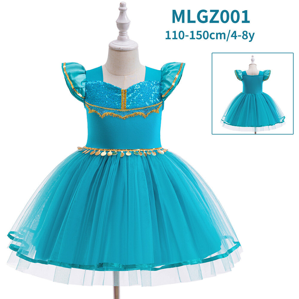 Платье принцессы Жасмин "Волшебная лампа Аллы" MLGZ001, для девочек, 130 см, 6 лет, синее