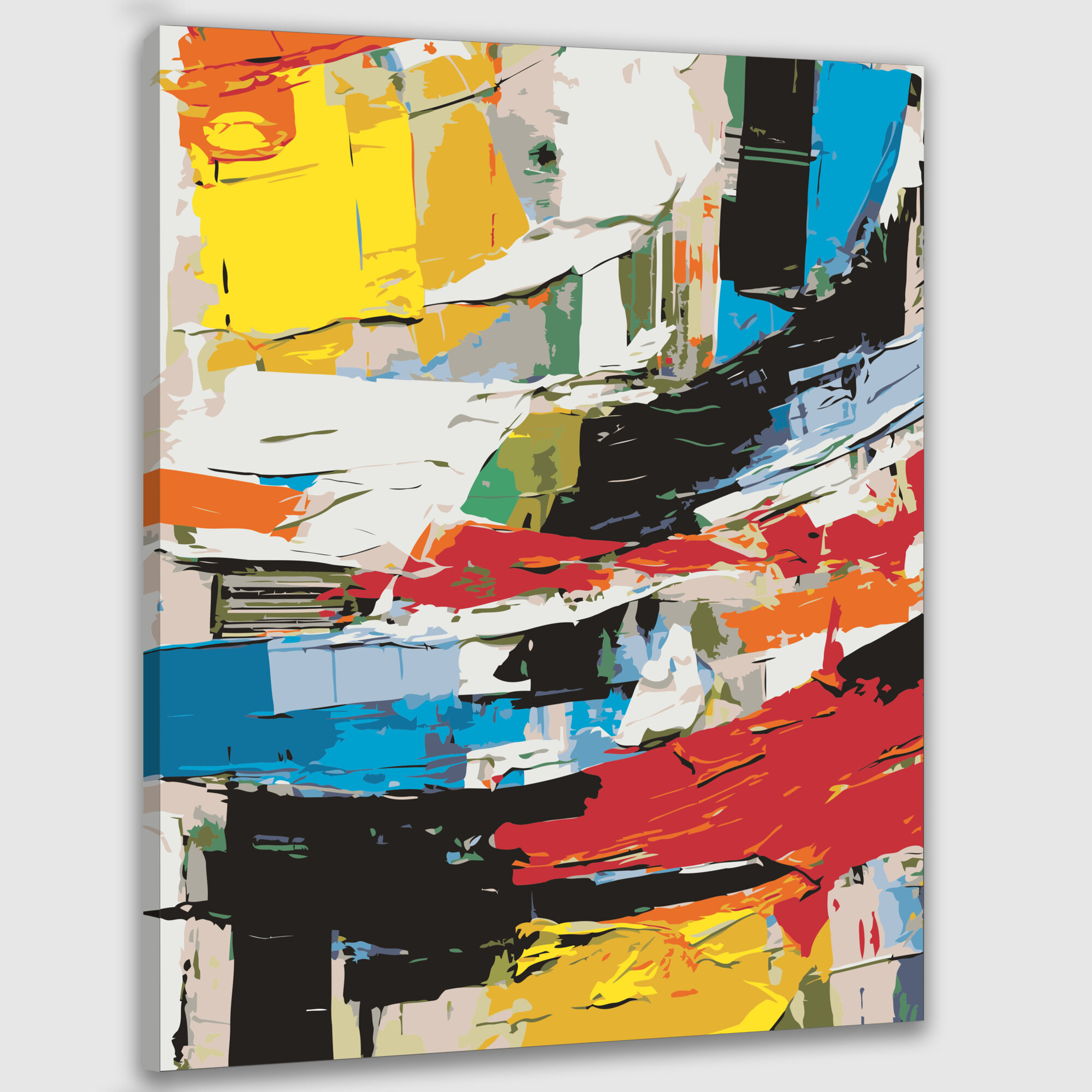 Картина по номерам 40x50 см, абстракция, коллаж, смешанная техника, разорванная бумага, смелые мазки кисти