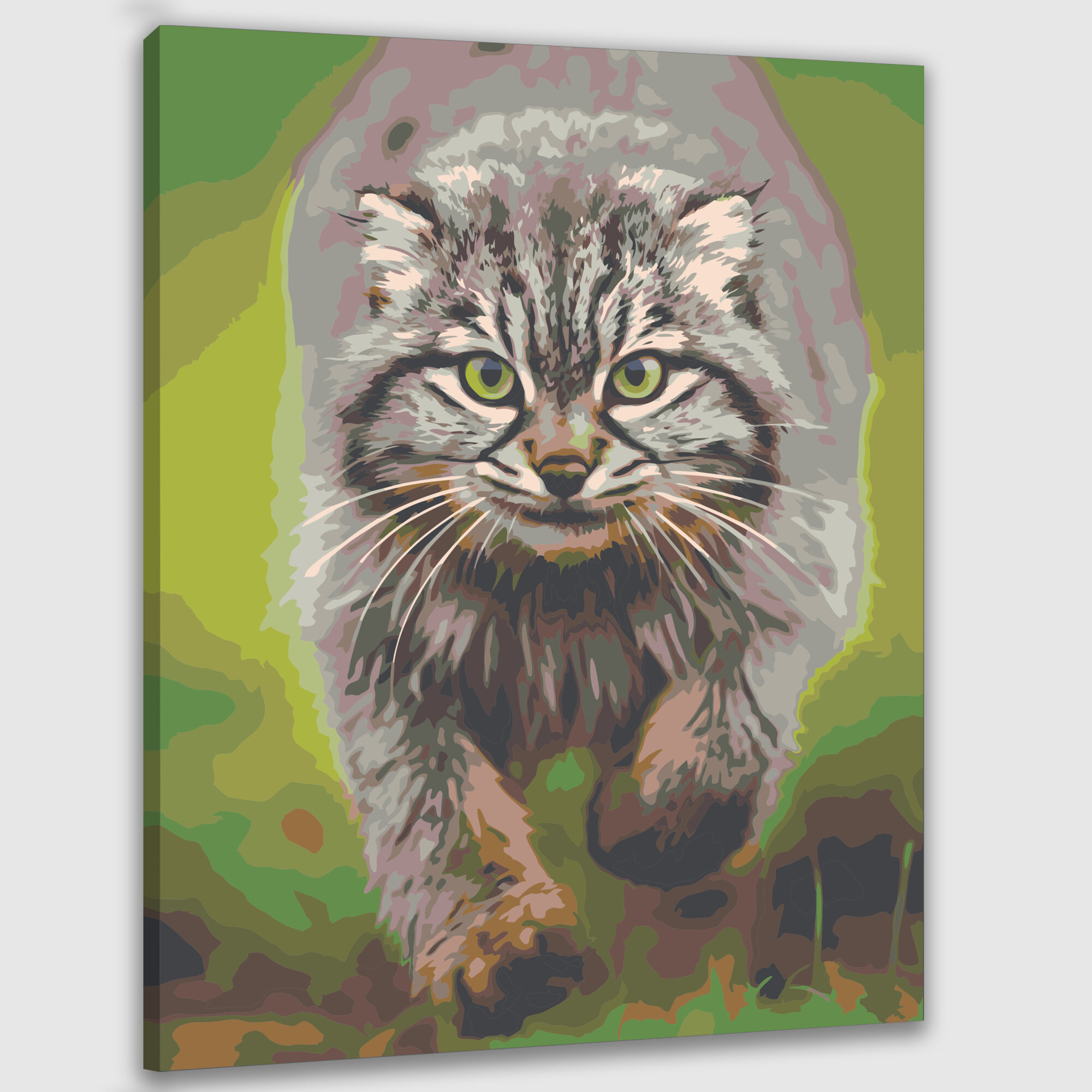 Картина по номерам 40x50 см, манул, прыжок, высокое разрешение, высокая выдержка, ловкость, грация, мех, глаза, f