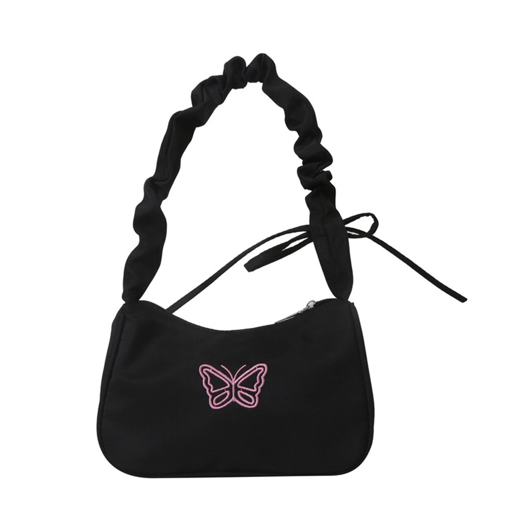 Stylish Women's Nylon Sling Bag Pleated Underarm Bags Messenger Nylon Handbag