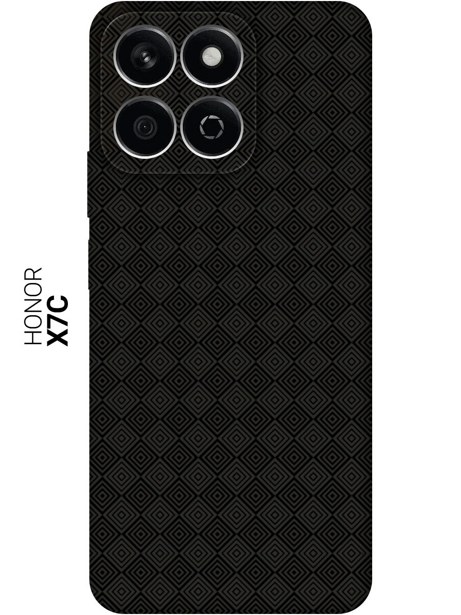 Силиконовый чехол на Honor X7C с принтом "Магические квадраты" матовый черный