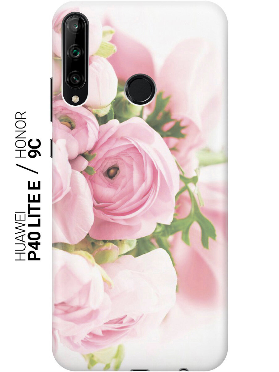 Силиконовый чехол на Honor 9C, Huawei P40 Lite E, Хуавей П40 Лайт Е, Хонор 9С с принтом "Розовые розы"
